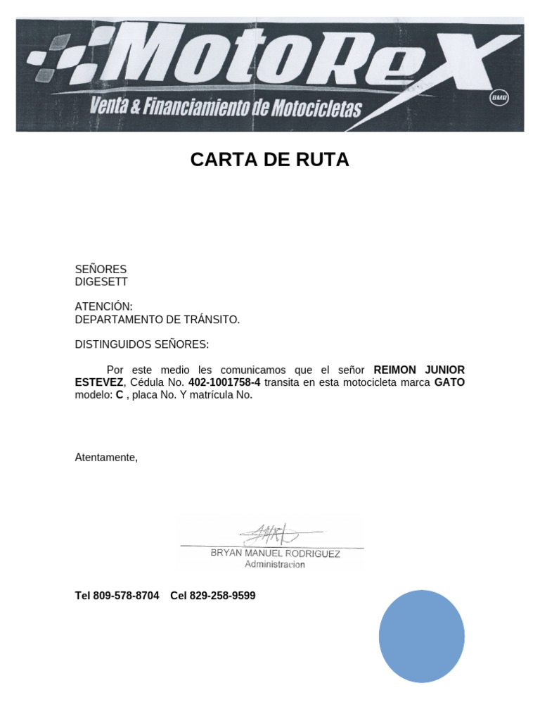 Carta de Ruta | PDF