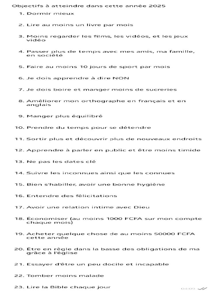 Mon Objectif 2025 | PDF