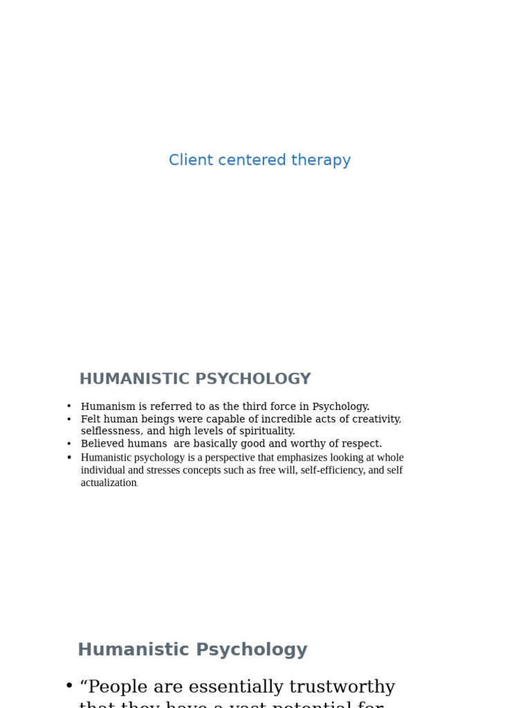 Client Centered Therapy | PDF | Psychotherapy | Humanistic Psychology