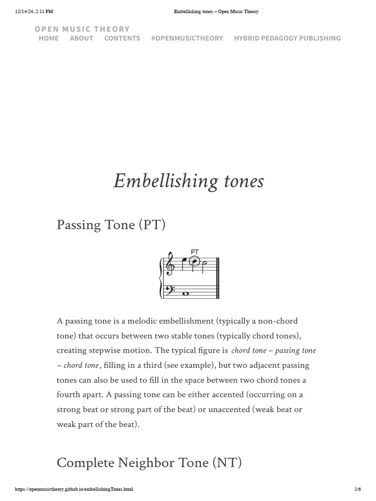 Embellishing Tones - Open Music Theory | PDF | Musical Compositions ...