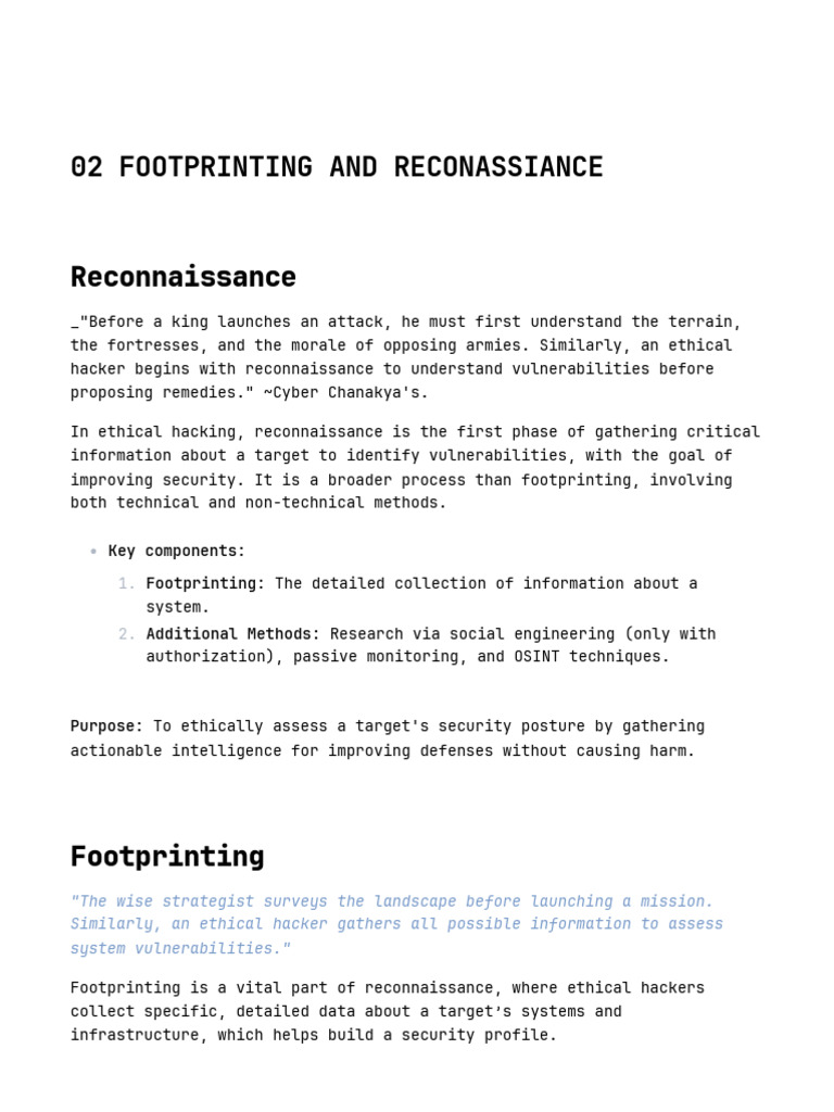 Ethical Hacking: Footprinting Guide | PDF | Security | Computer Security