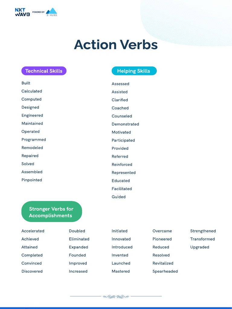 Action Verbs | PDF