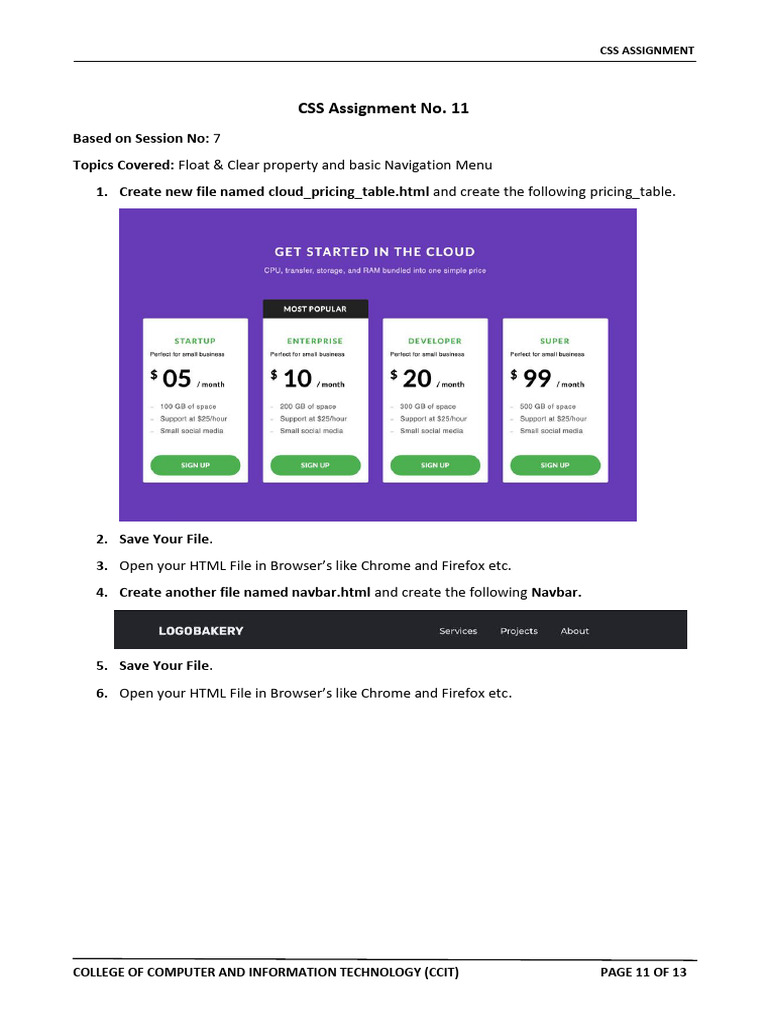 CSS Assignment- Pricing Table | PDF | Web Design | World Wide Web Consortium