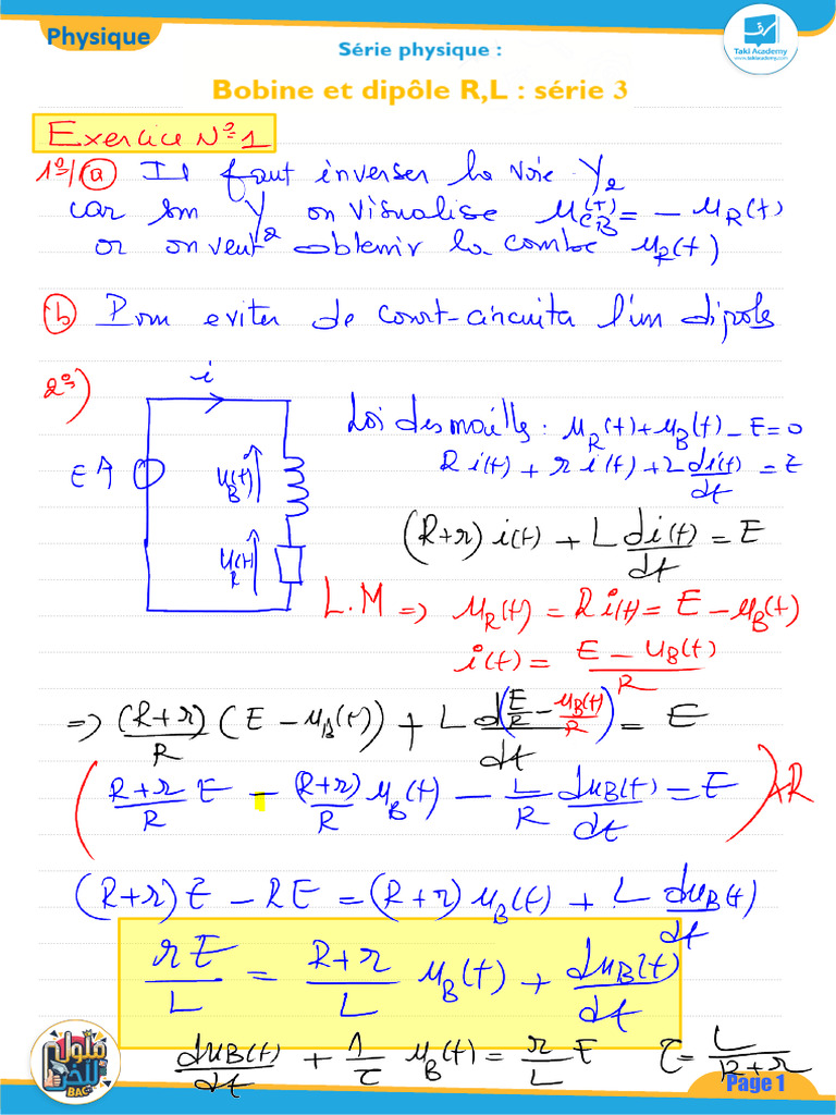 Corrigé Serie N°3 Dipole-RL | PDF