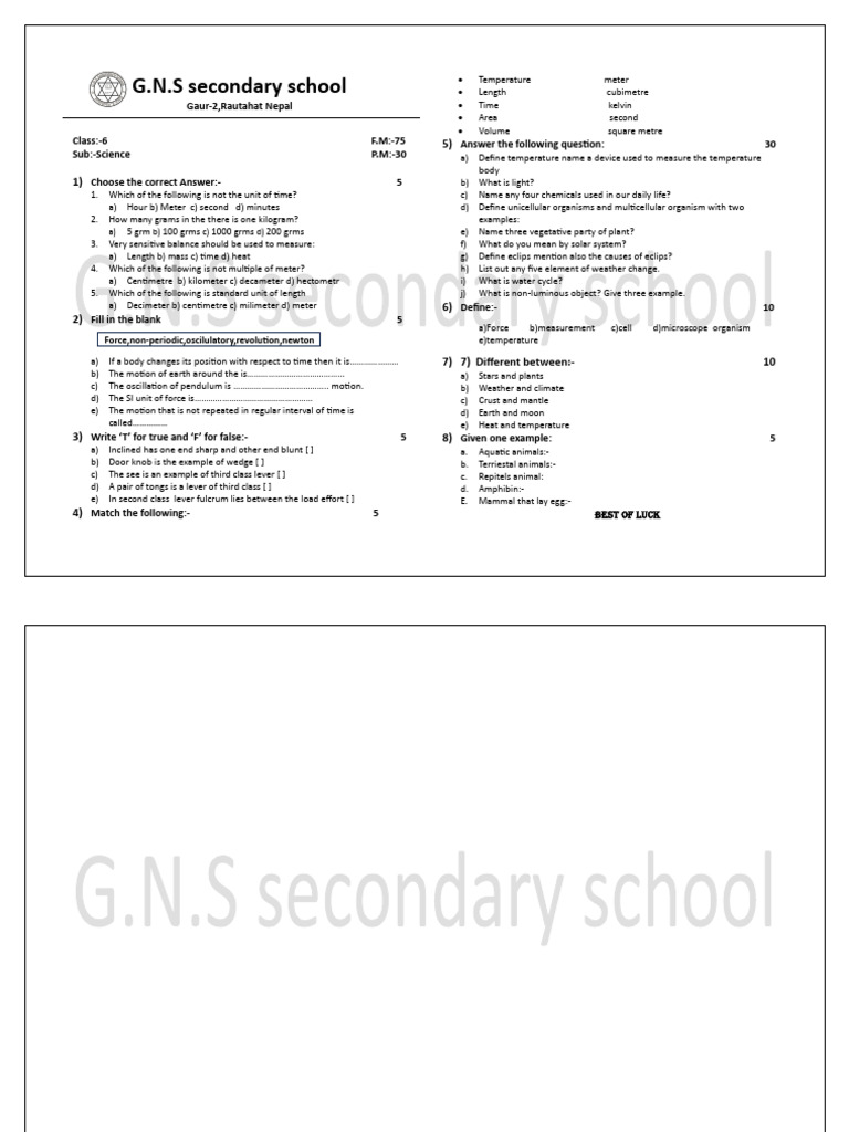 science class 6 | PDF | Metre | Lever