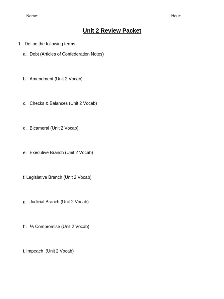 Unit 2 Review Guide | PDF | Presidents Of The United States | American ...