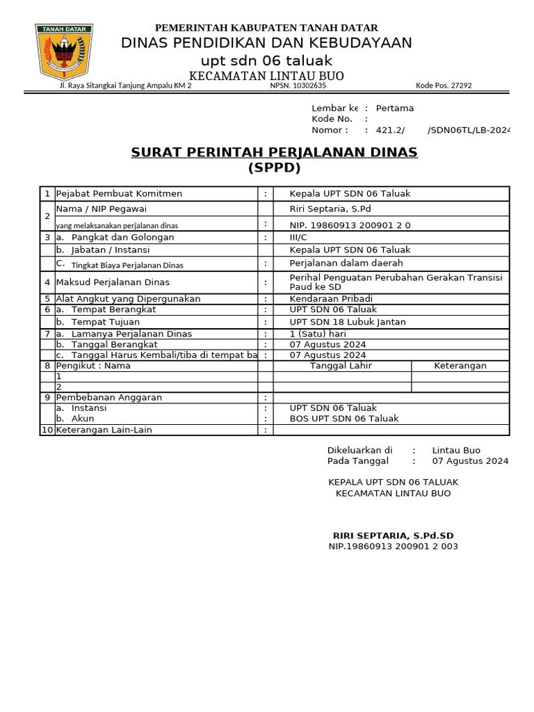 SPPD Terbaru Yulia | PDF