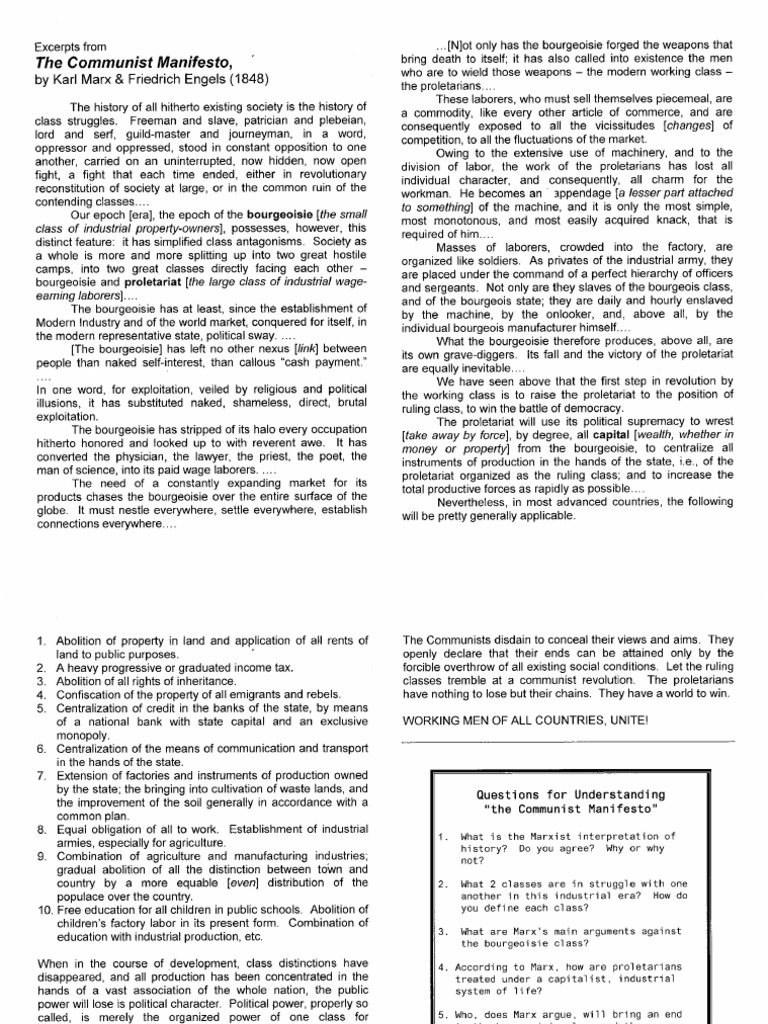 Marx & Engels (1848) - The Communist Manifesto | PDF