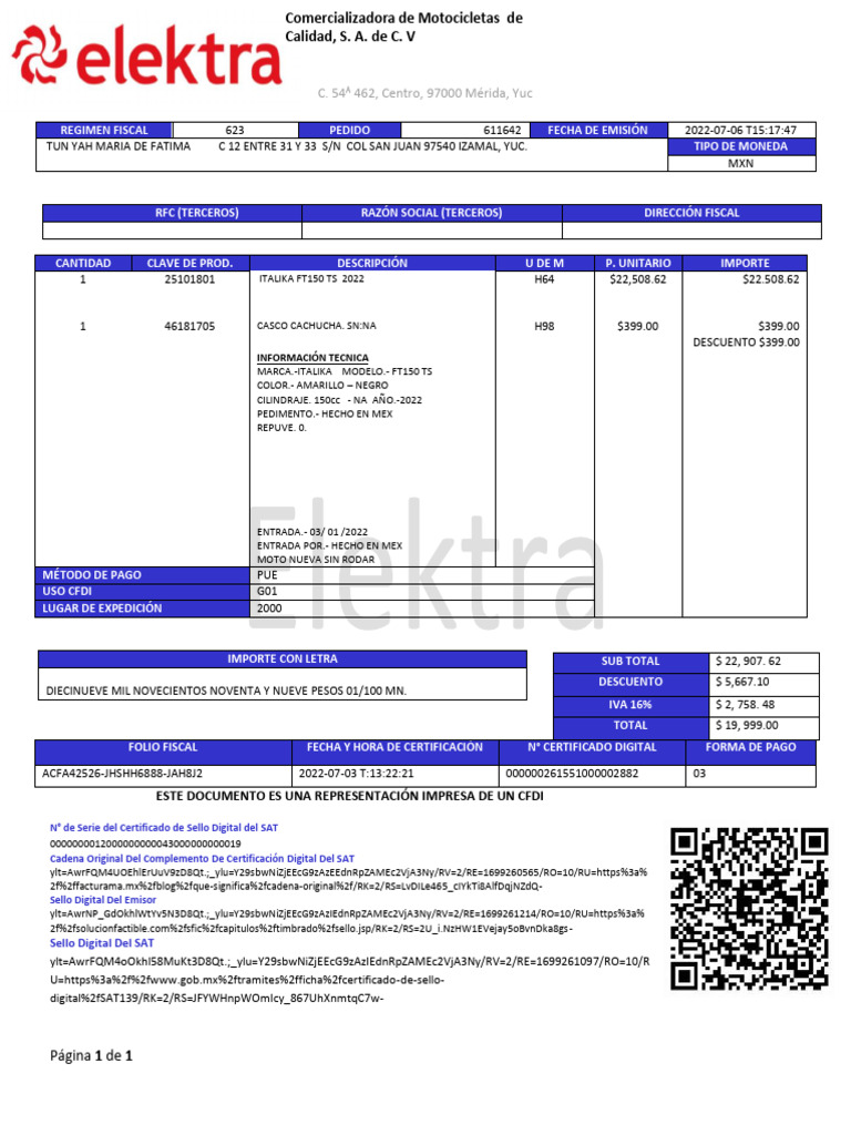 Refactura Elektra | PDF | Motociclismo