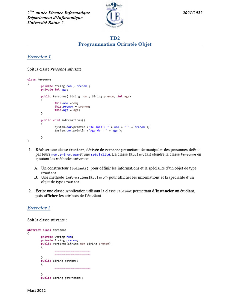 Programmation Orientée Objet en Java | PDF | Programmation informatique ...