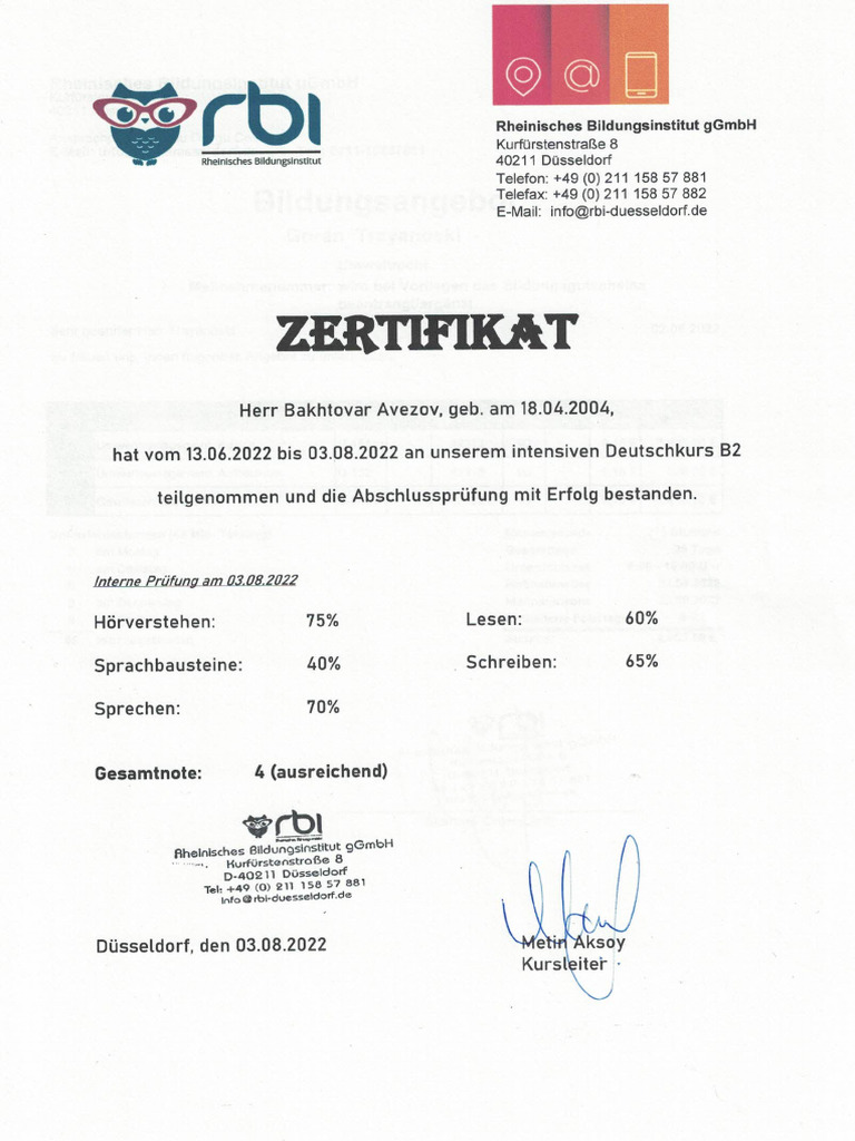 Zertifikat B2 (Sprach Niveau) | PDF