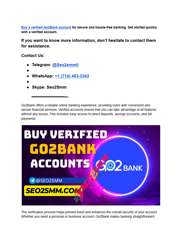Buy Verified Go2Bank Account - Secure Your Finances Today | PDF | Banks ...