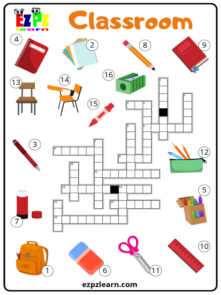 Classroom Crossword With Images Updated | PDF