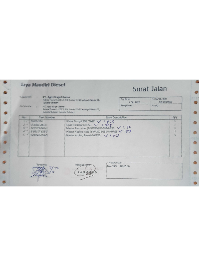 Surat Jalan 5 Oct 2022 JMD | PDF