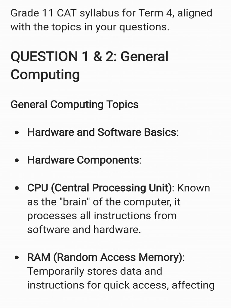 Grade 11 Term 4 Summarized Notes For Exam | PDF