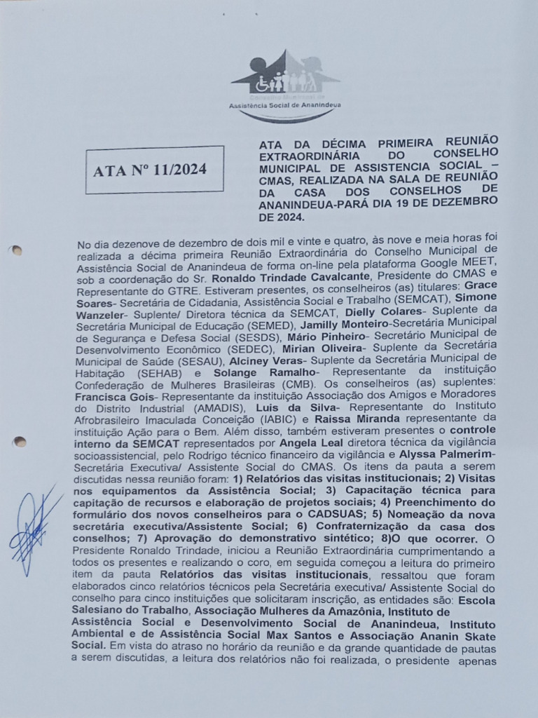 Ata Da Reunião | PDF
