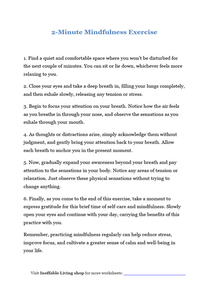 2-Minute Mindfulness Exercise Guide | PDF