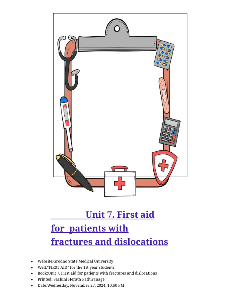 Unit 7. First Aid For Patients With Fractures and Dislocations | PDF ...