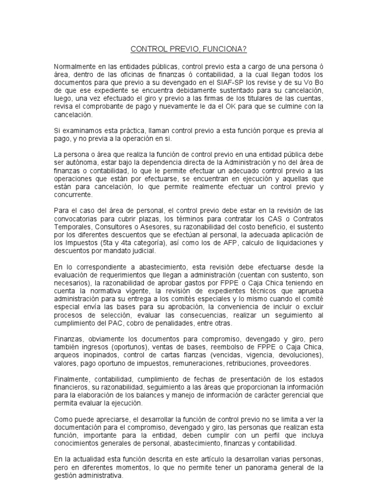 Control Previo | PDF | Devengo | Contabilidad