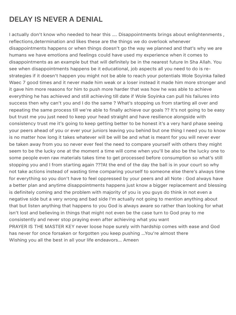 Delay Is Never A Denial | PDF | Psychology