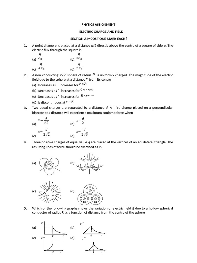 Electric Charge and Field Assignment | PDF | Physics | Applied And ...