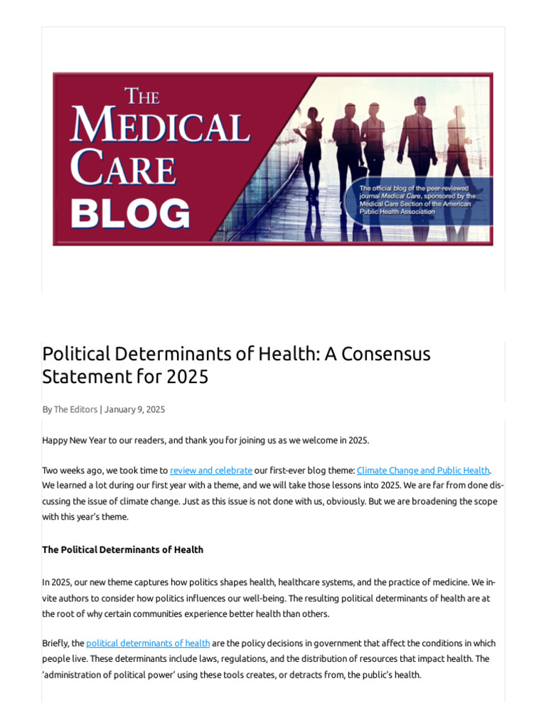 Political Determinants of Health A Consensus Statement For 2025 | PDF ...