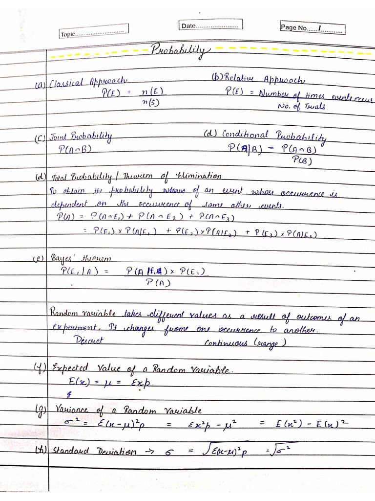 Probability Notes | PDF