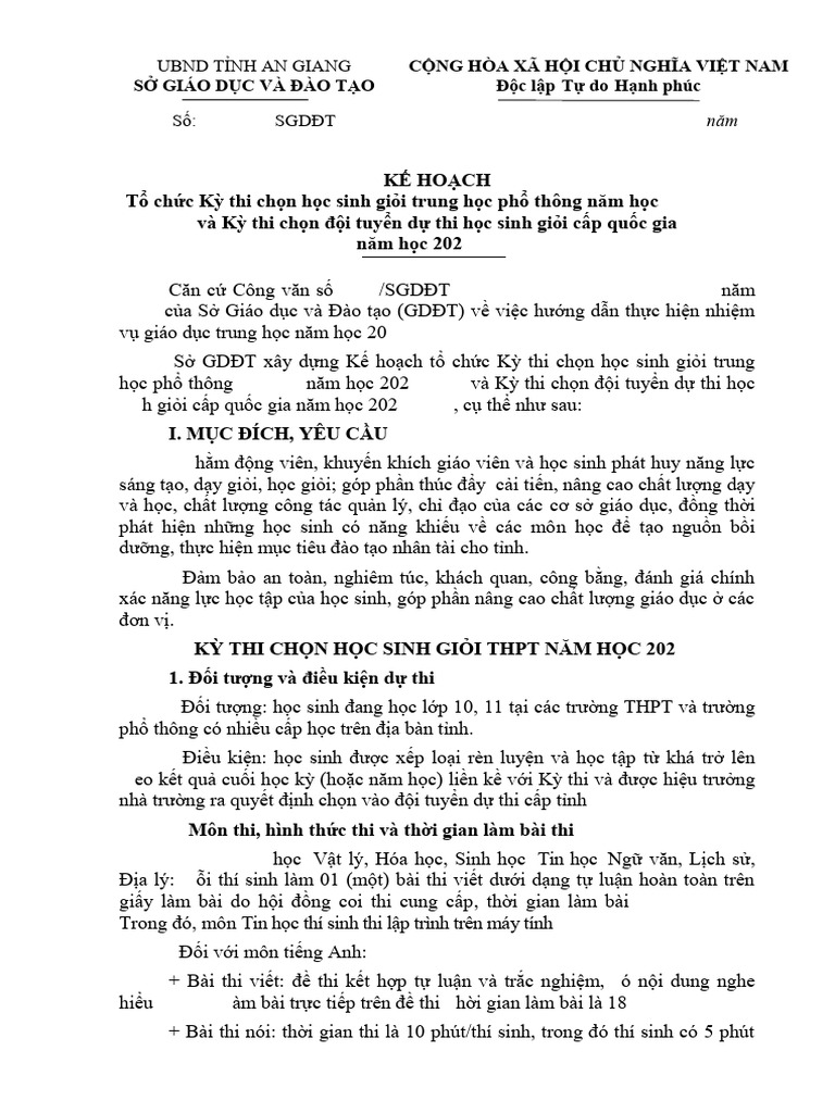 2023-10 Signed-Ke Hoach Thi HSG THPT NH 2023 2024 D92ab | PDF