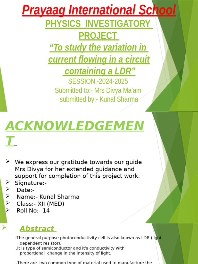 Physics Project Work Class 12 | PDF | Electrical Resistance And ...