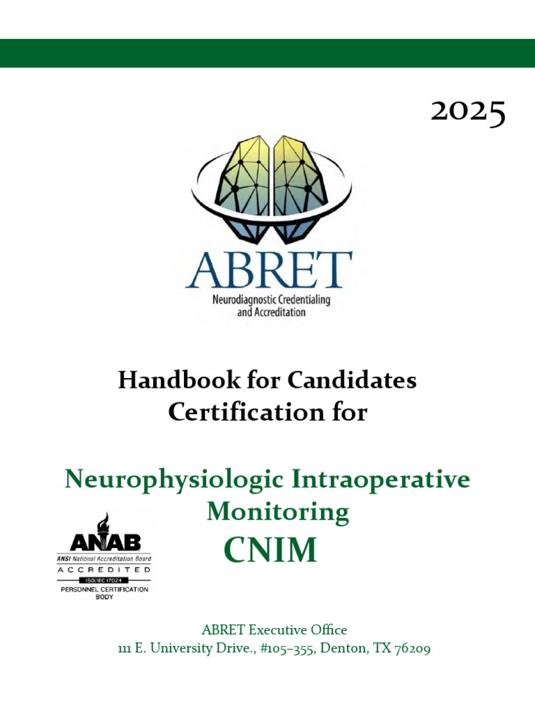 CNIM Certification Handbook 2025 | PDF