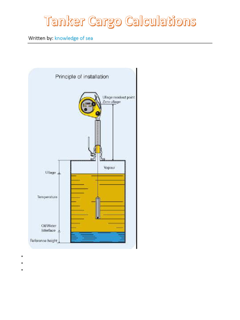 Ullage Calculation and Cargo Measurement | PDF | Barrel (Unit) | Density