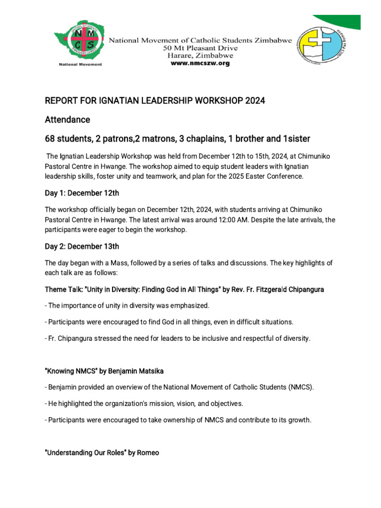 Ignatian Leadership Workshop Report | PDF | Leadership
