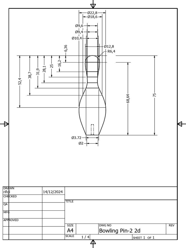 Bowling Pin 2D Drawing Specs | PDF