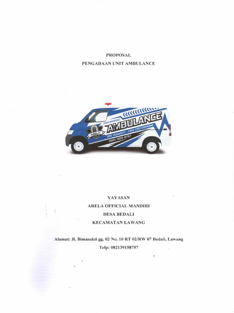 PROPOSAL AMBULANCE ARELA | PDF