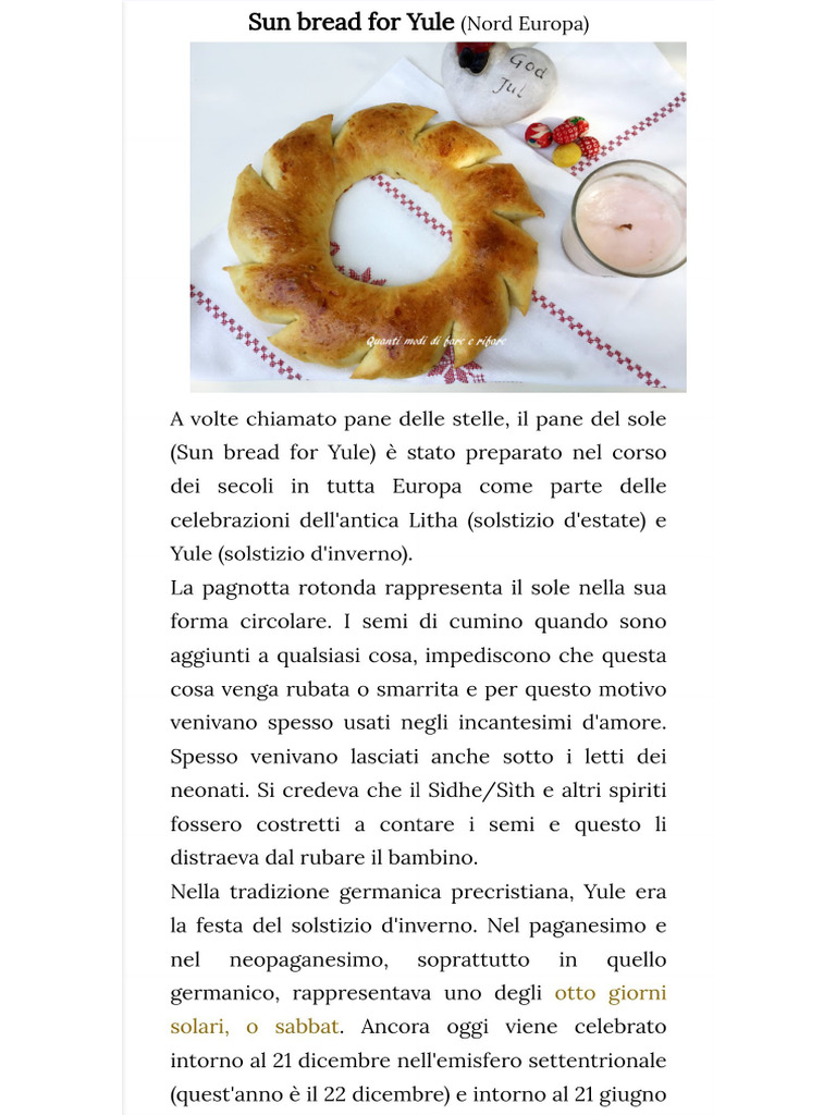 Ricetta Pane Sun bread for Yule (Nord Europa) | PDF