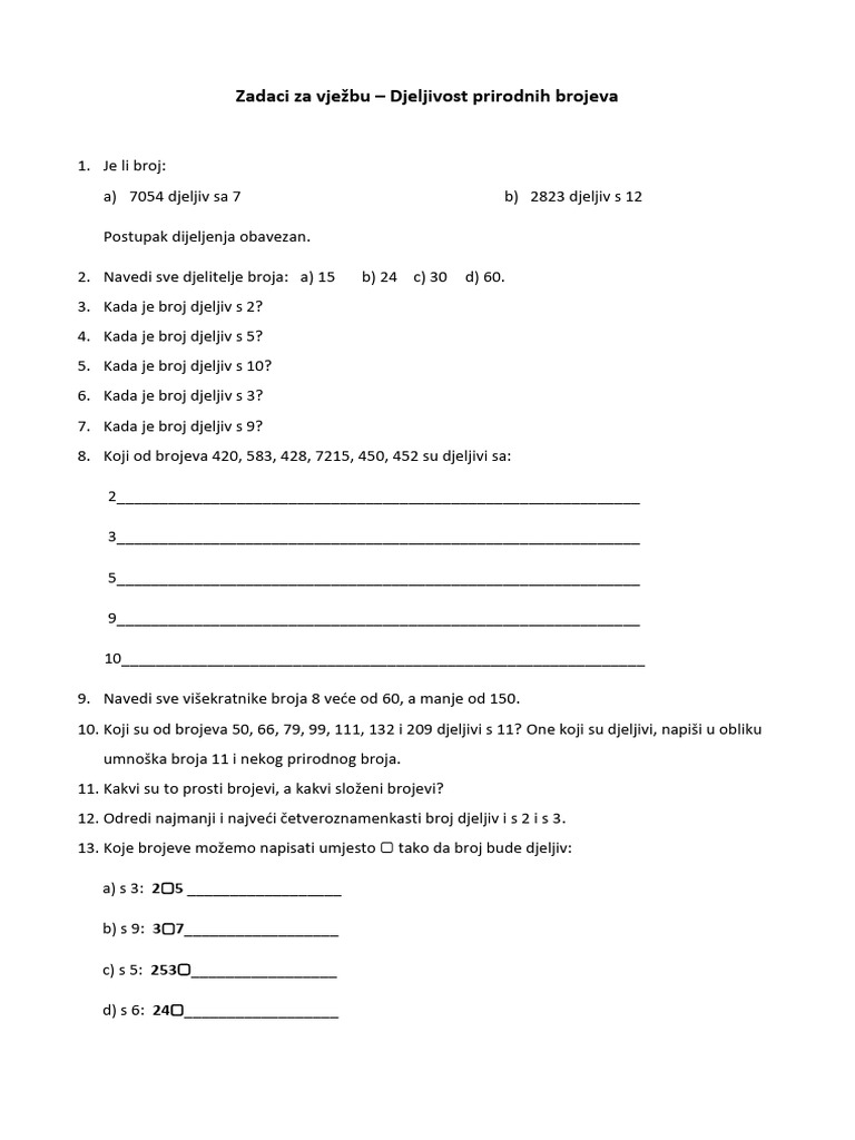 Djeljivost prirodnih brojeva | PDF