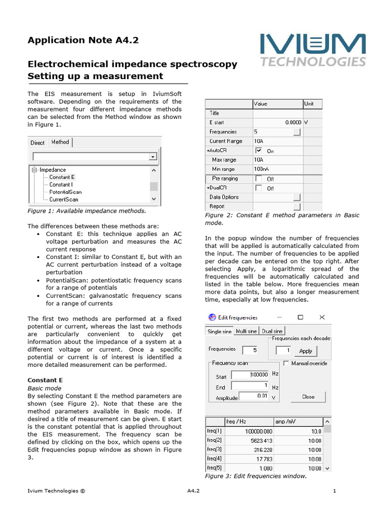 EIS Measurement Setup Guide | PDF | Electrical Impedance | Amplitude