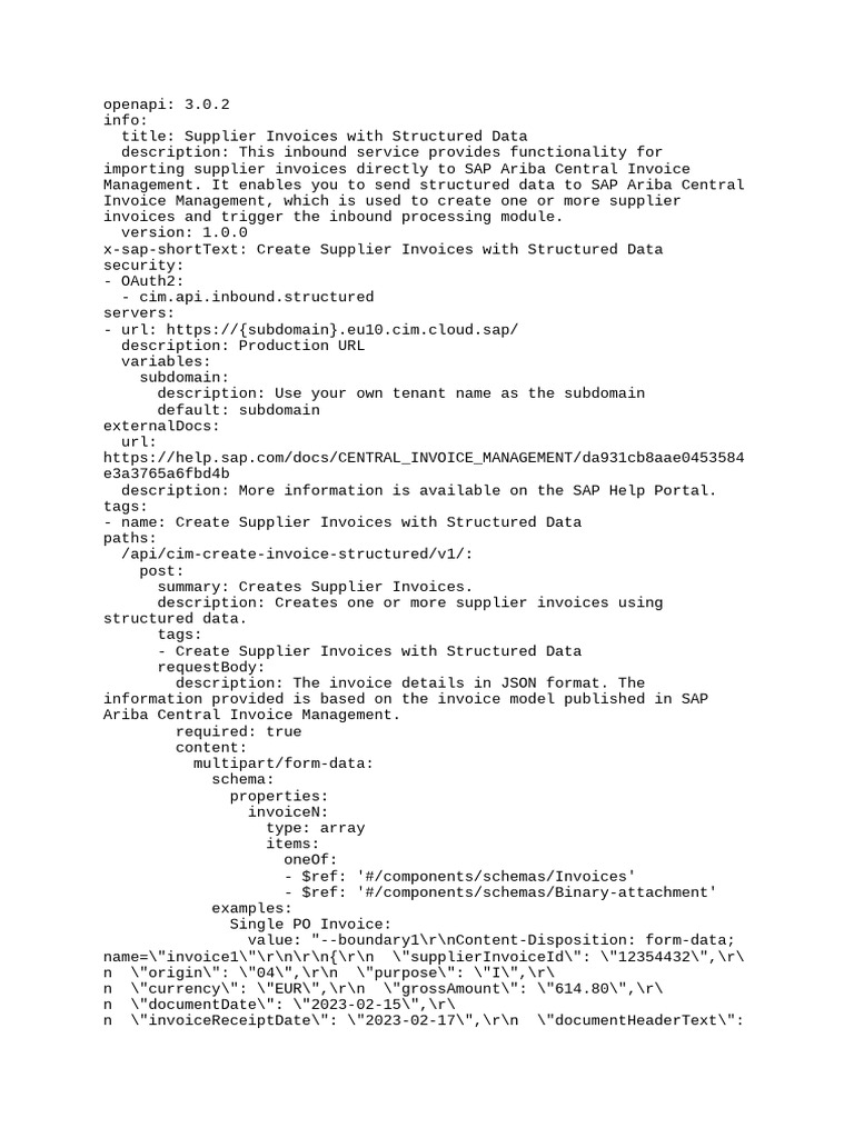 Enrich Supplier Invoices Externally Callback Service | PDF | Integer (Computer Science) | Json