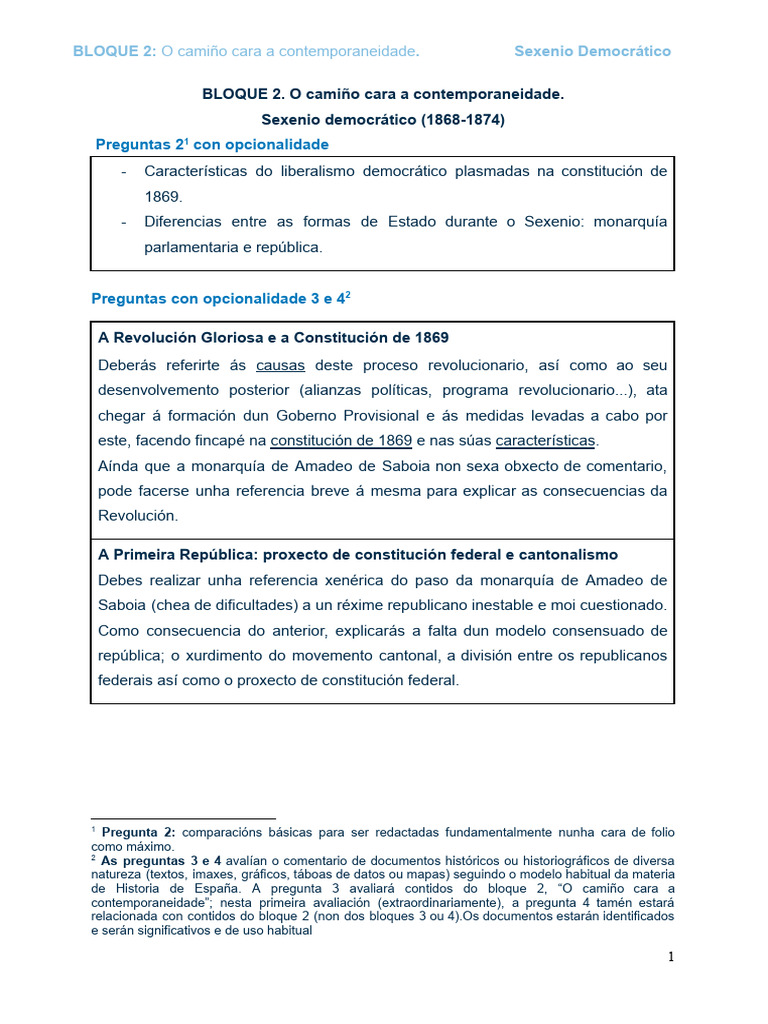 Sexenio Democrático - Constitución de 1869 e I República - Material Descargable | PDF
