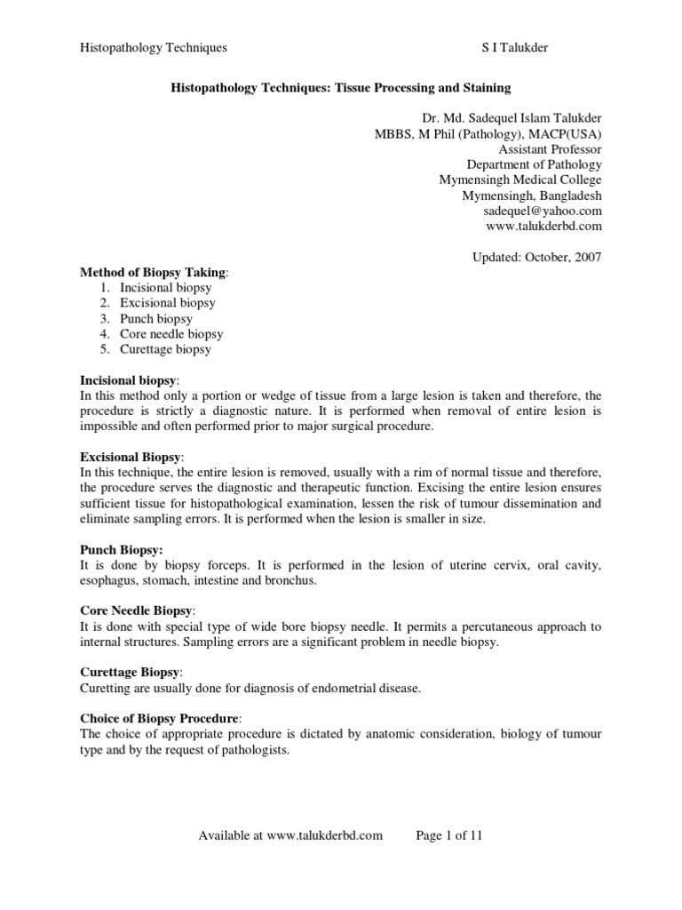 Tissue Processing Note | Download Free PDF | Fixation (Histology ...