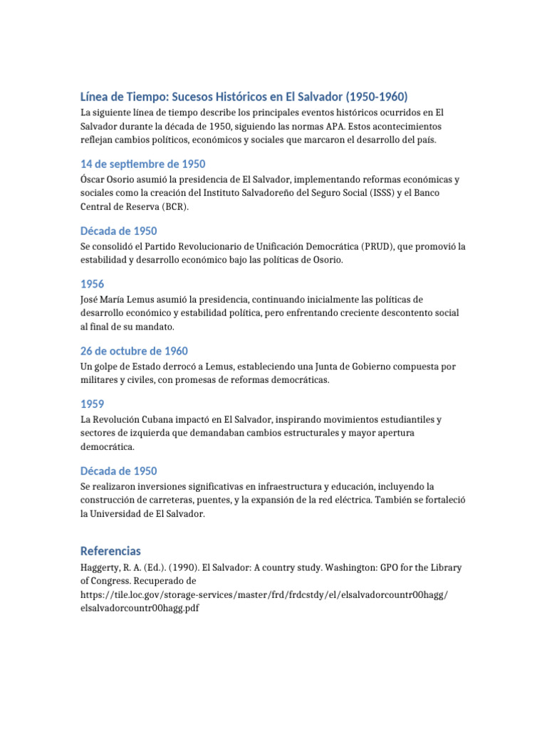 Sucesos_Historicos_El_Salvador_1950_1960_Linea_de_Tiempo (1) | PDF