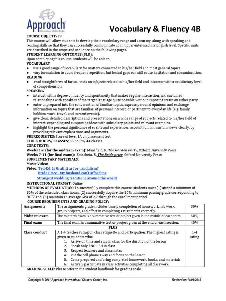 Vocabulary & Fluency 4B | PDF | Vocabulary | Fluency