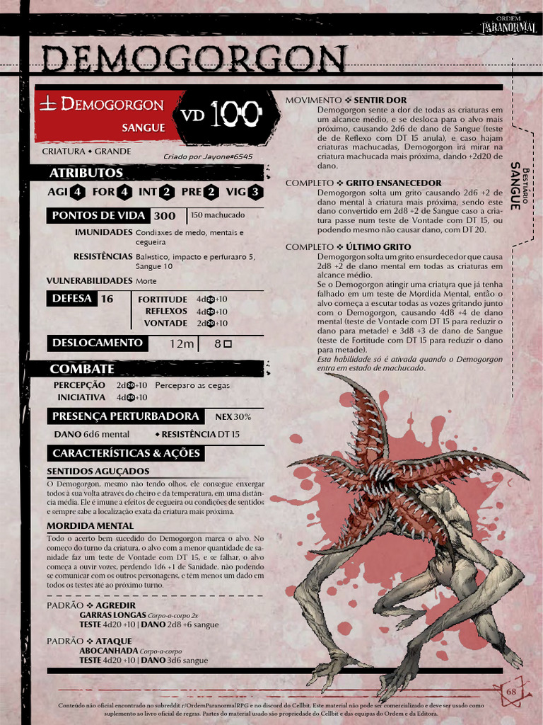 Ordem Paranormal RPG Demogorgon | PDF