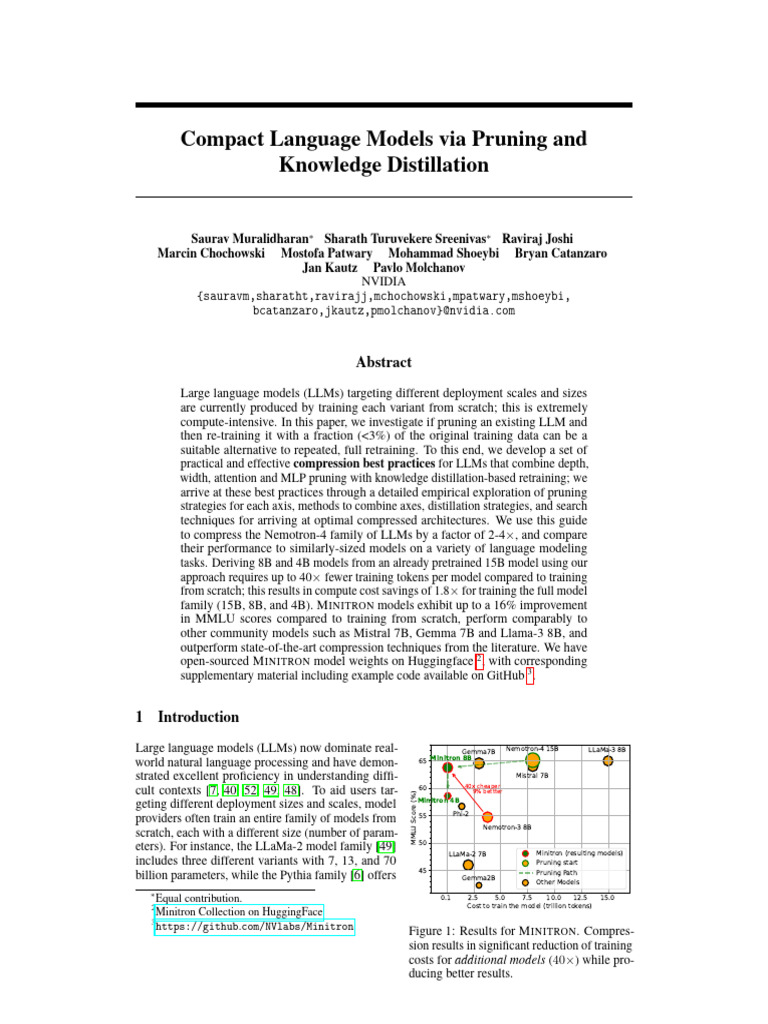 Compact Language Models via Pruning and Knowledge Distillation | PDF | Applied Mathematics ...