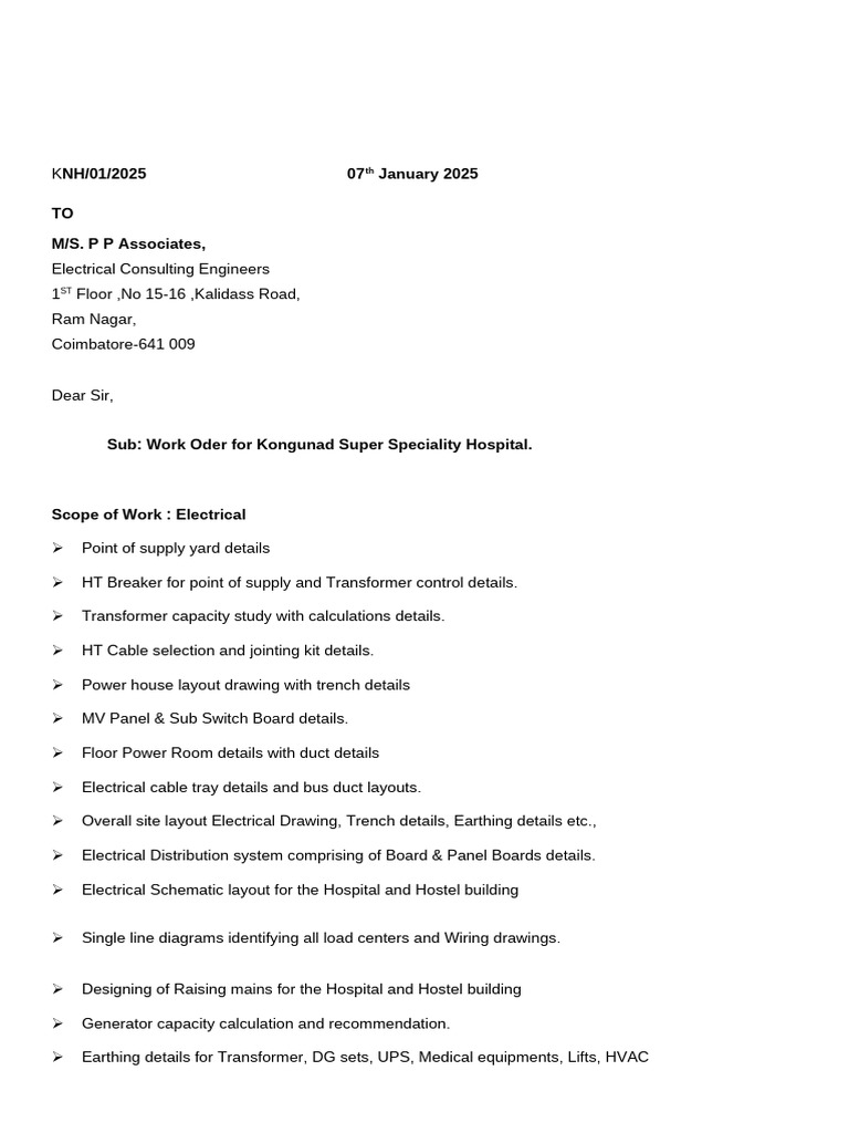 Electrical Cons Work Order | PDF
