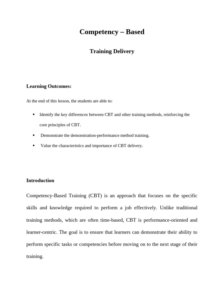Group 11 Competency Based Training Delivery | PDF | Educational ...