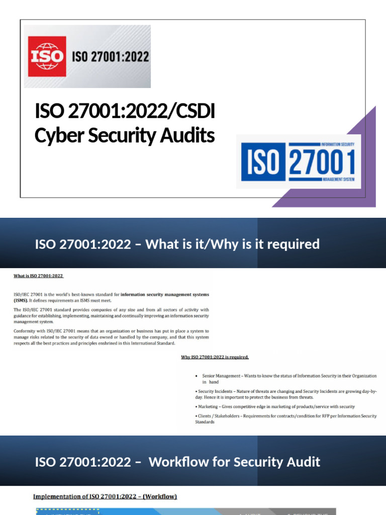 Security Audit - IsO 27001 2022, CSDI Based Framework - Harpreet Singh ...