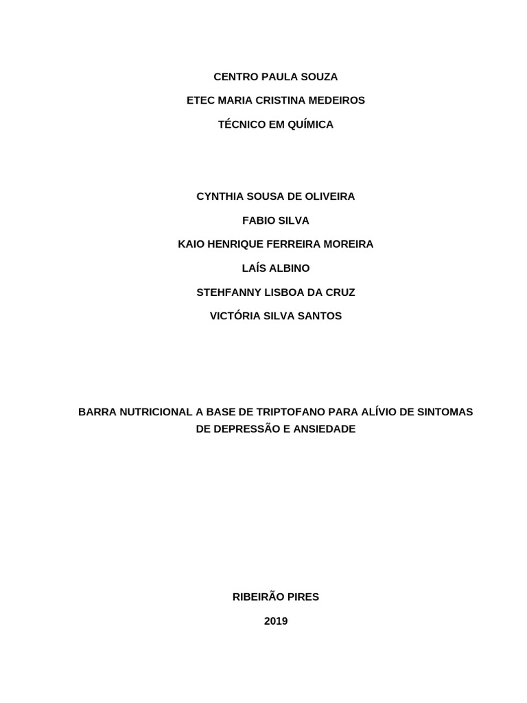 Base Tcc - Barra Nutricional (1) | PDF | Depressão | Antidepressivo