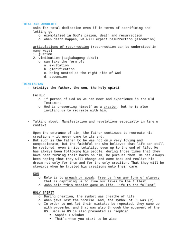 Total and Absolute | PDF | Trinity | God The Father