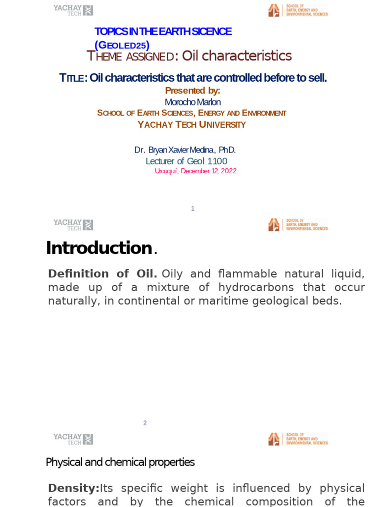 Oil Characteristics | PDF